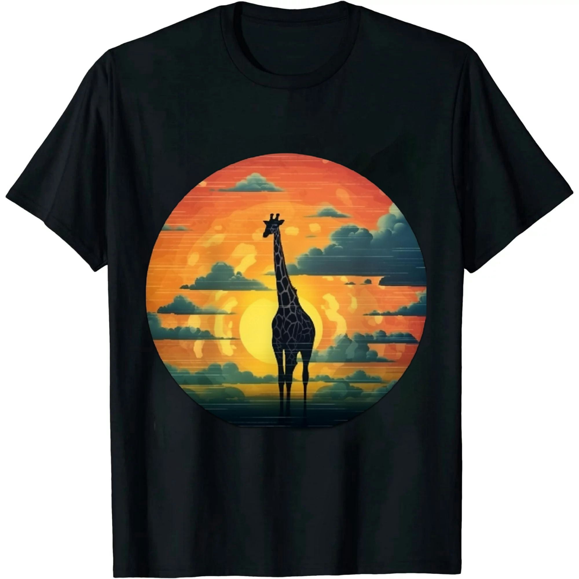 EastSmooth Giraffe Retro Vintage 60s 70s Sunset Mammal African Animal T ...