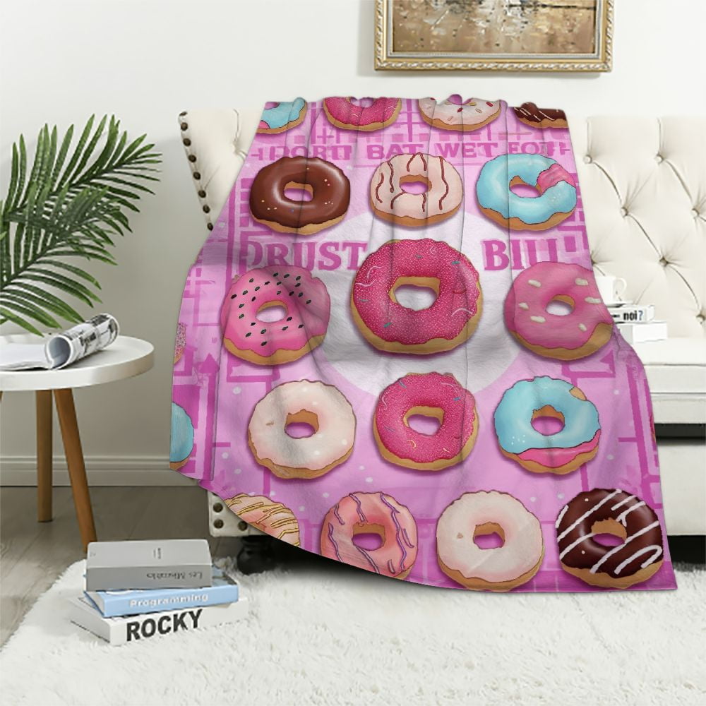 EastSmooth Girls Donuts Blanket Pink Doughnut Throw Blanket Dessert ...