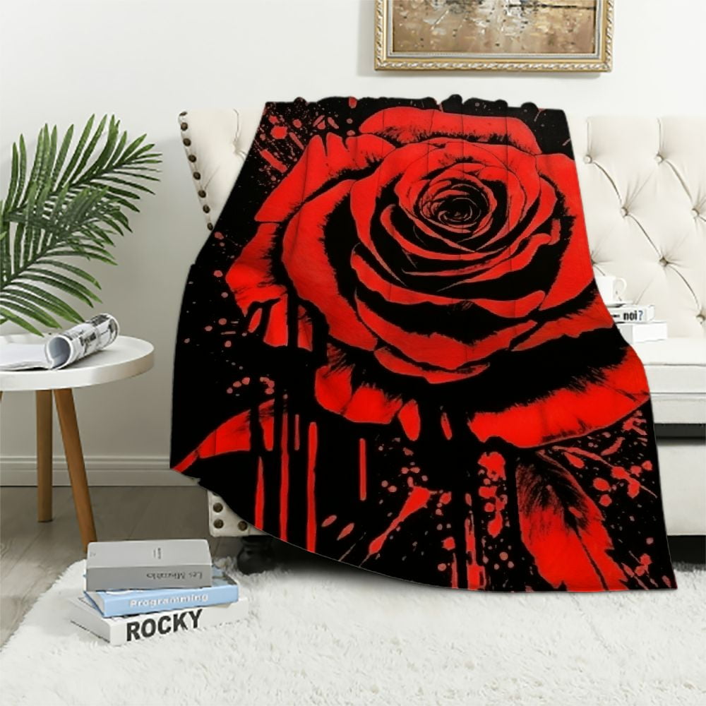 EastSmooth Girls Rose Throw Blanket Rose Blooming Floral Print Sherpa ...