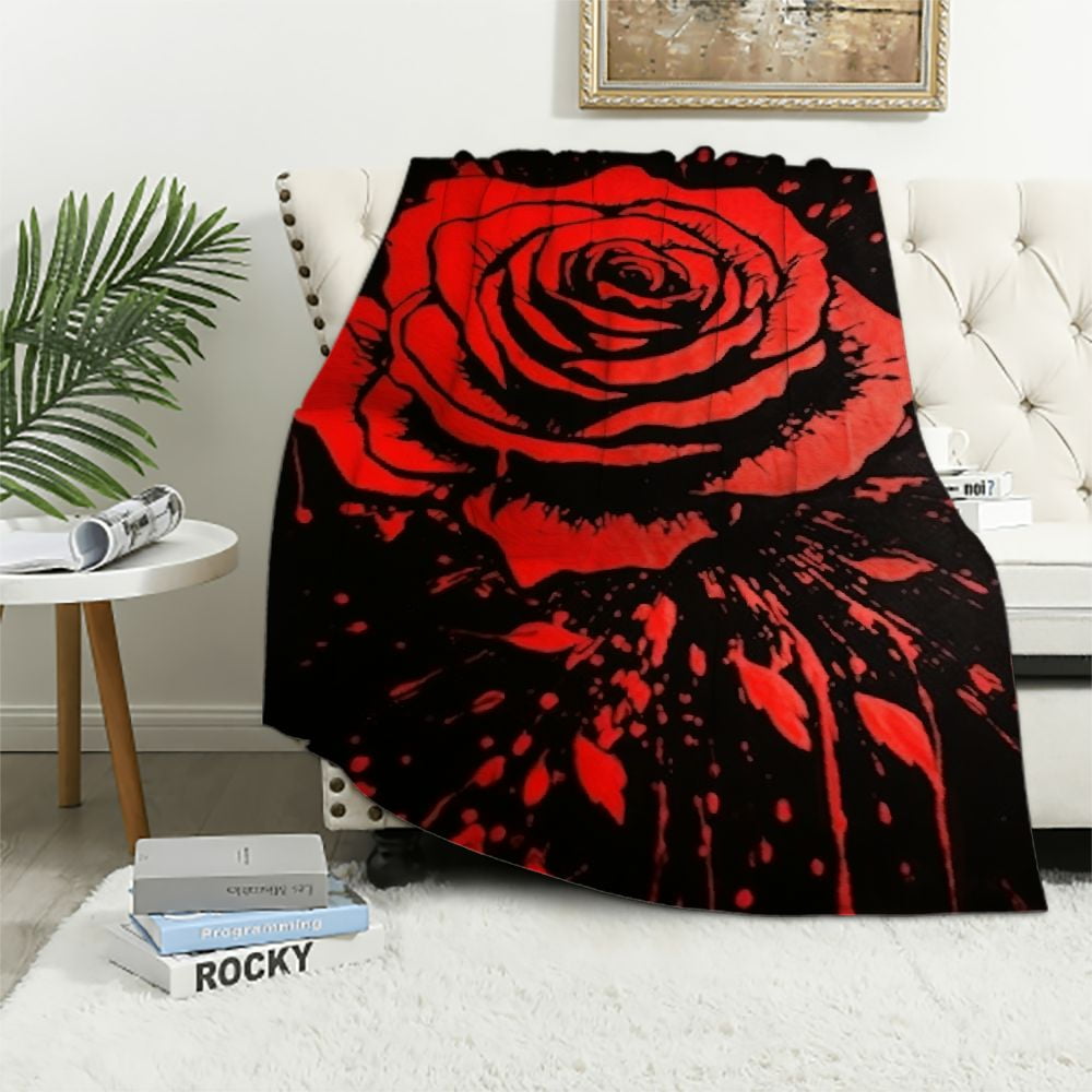EastSmooth Girls Rose Throw Blanket Rose Blooming Floral Print Sherpa ...