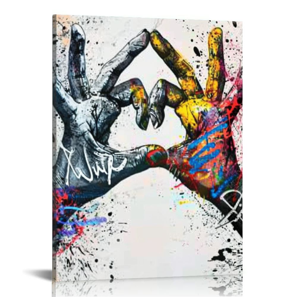 EastSmooth Graffiti Paintings Canvas Wall Art Promise Holding Pop Art ...
