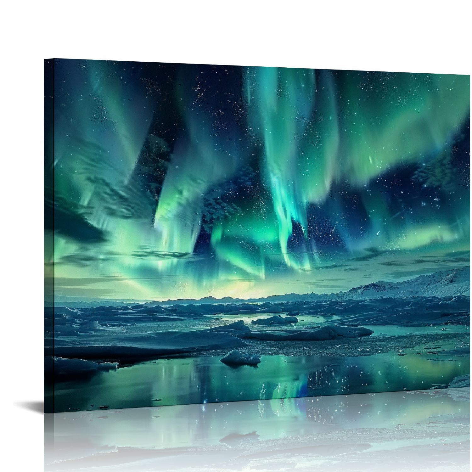 EastSmooth Green Blue Aurora Wall Art Northern Canvas Prints on Picture ...