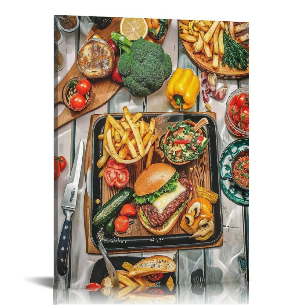 EastSmooth Hamburger Drink French Fries Delicious Food Canvas Print ...