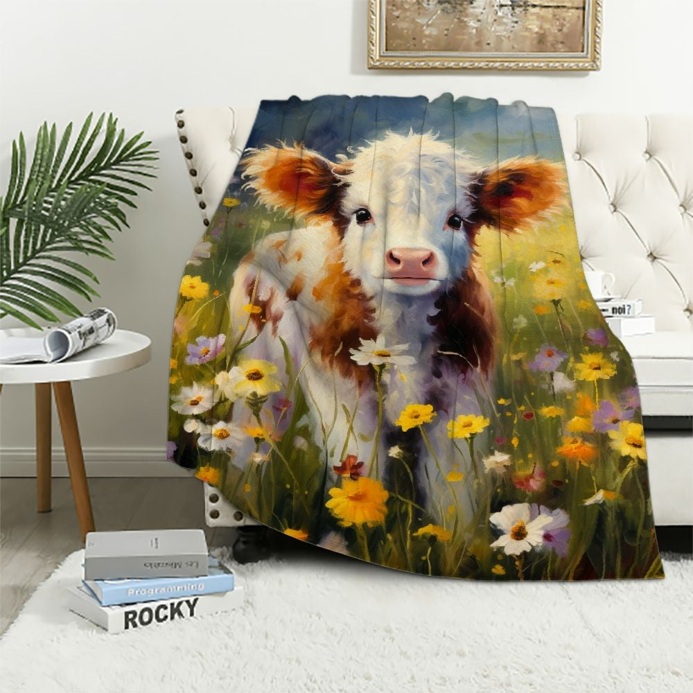EastSmooth Highland Cow Blanket, Cute Highland Cow Family Flannel Throw ...