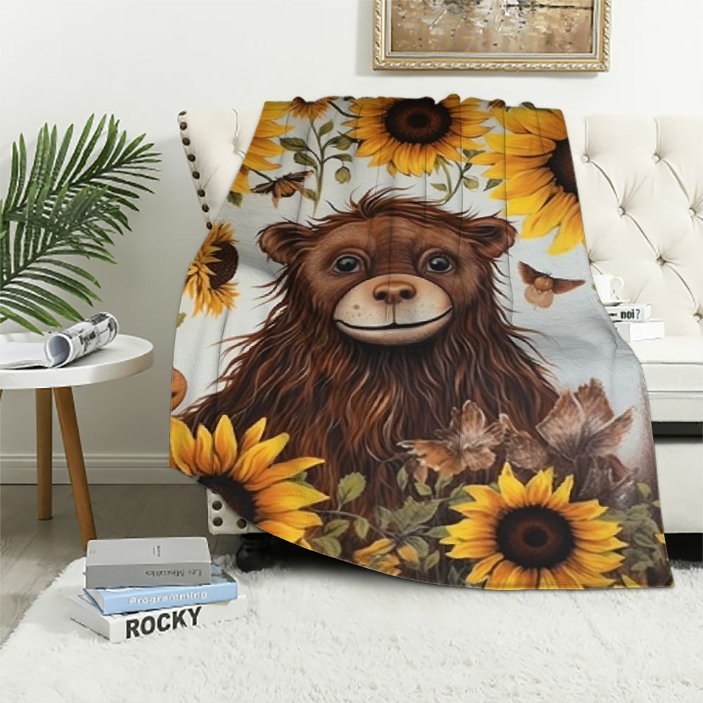 EastSmooth Highland Cow Blanket Soft Cozy Cute Cow Print Plush Throw ...