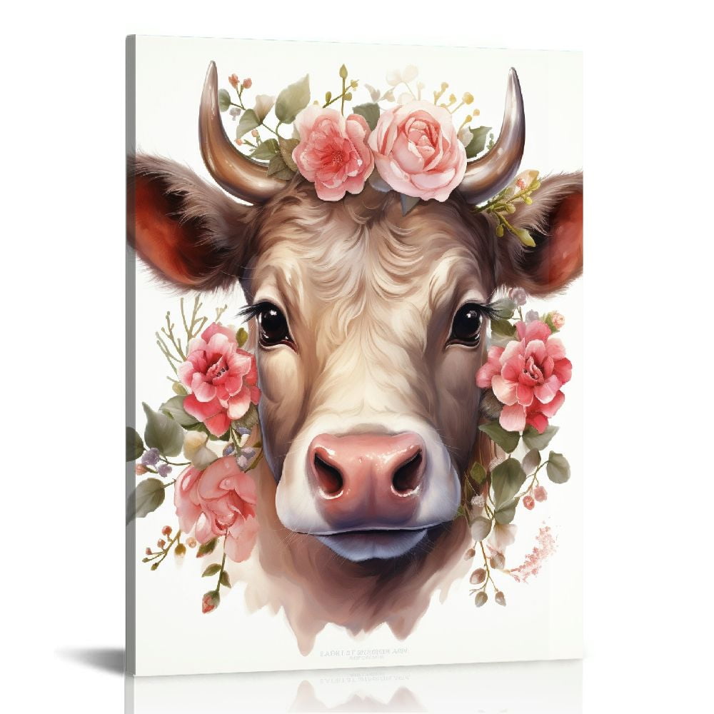 EastSmooth Highland Cow Wall Art Farm Decor Picture Canvas Posters Print Modern Artwork Cute ...