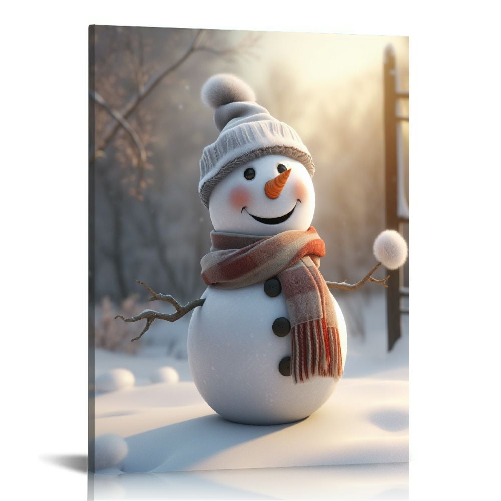 EastSmooth Holiday LED Lighted Canvas Wall Art Prints with Snowman and ...