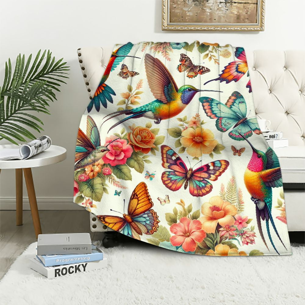 EastSmooth Hummingbird Throw Blanket Butterfly Hummingbirds Theme ...