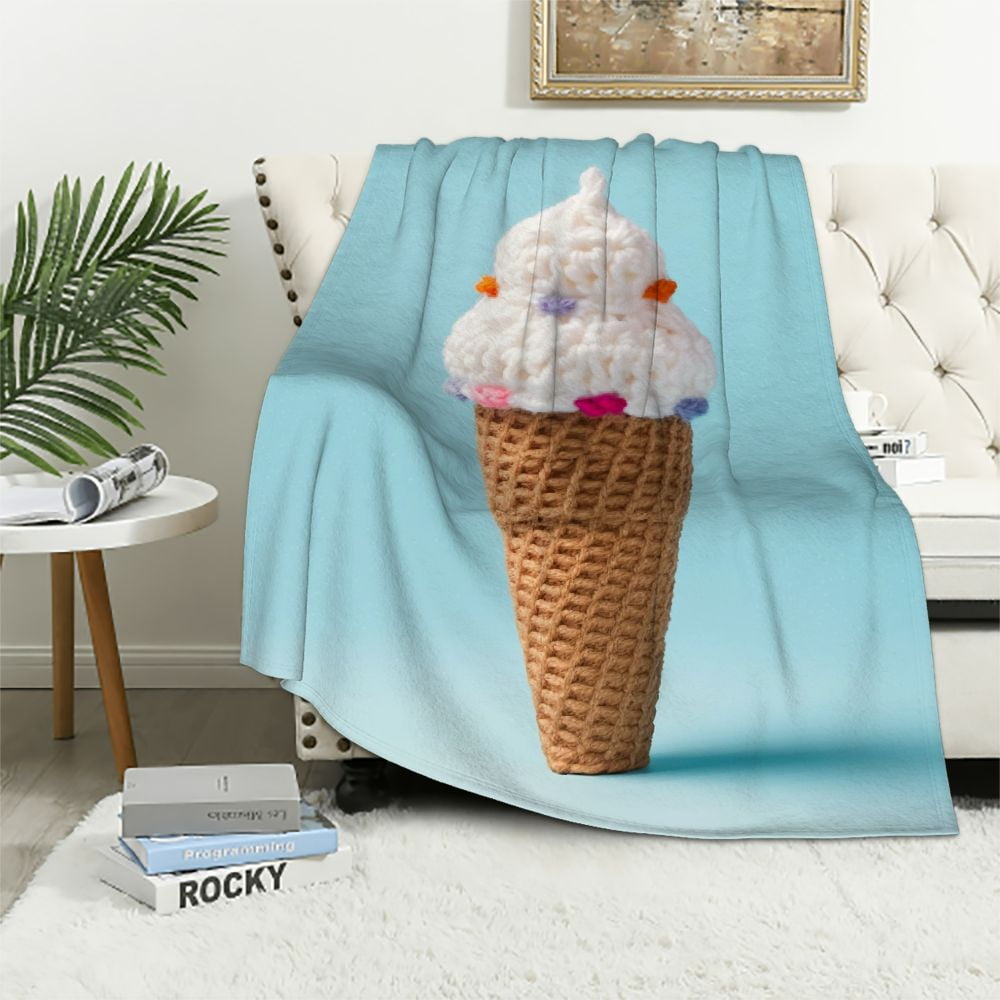 EastSmooth Ice Cream Cone Pillow Crochet Pattern with Blanket Yarn ...