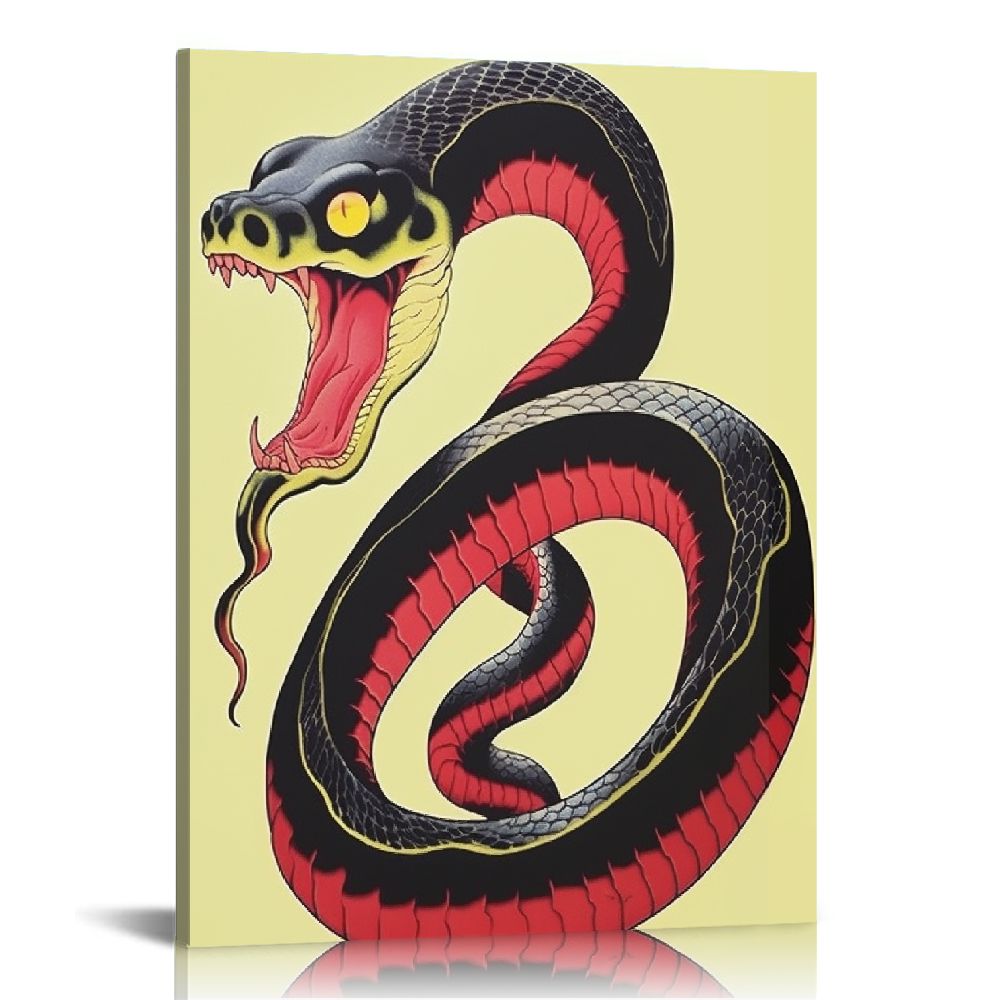 EastSmooth Japanese Tattoo Shop Wall Art Vintage Snake Tattoo Poster ...