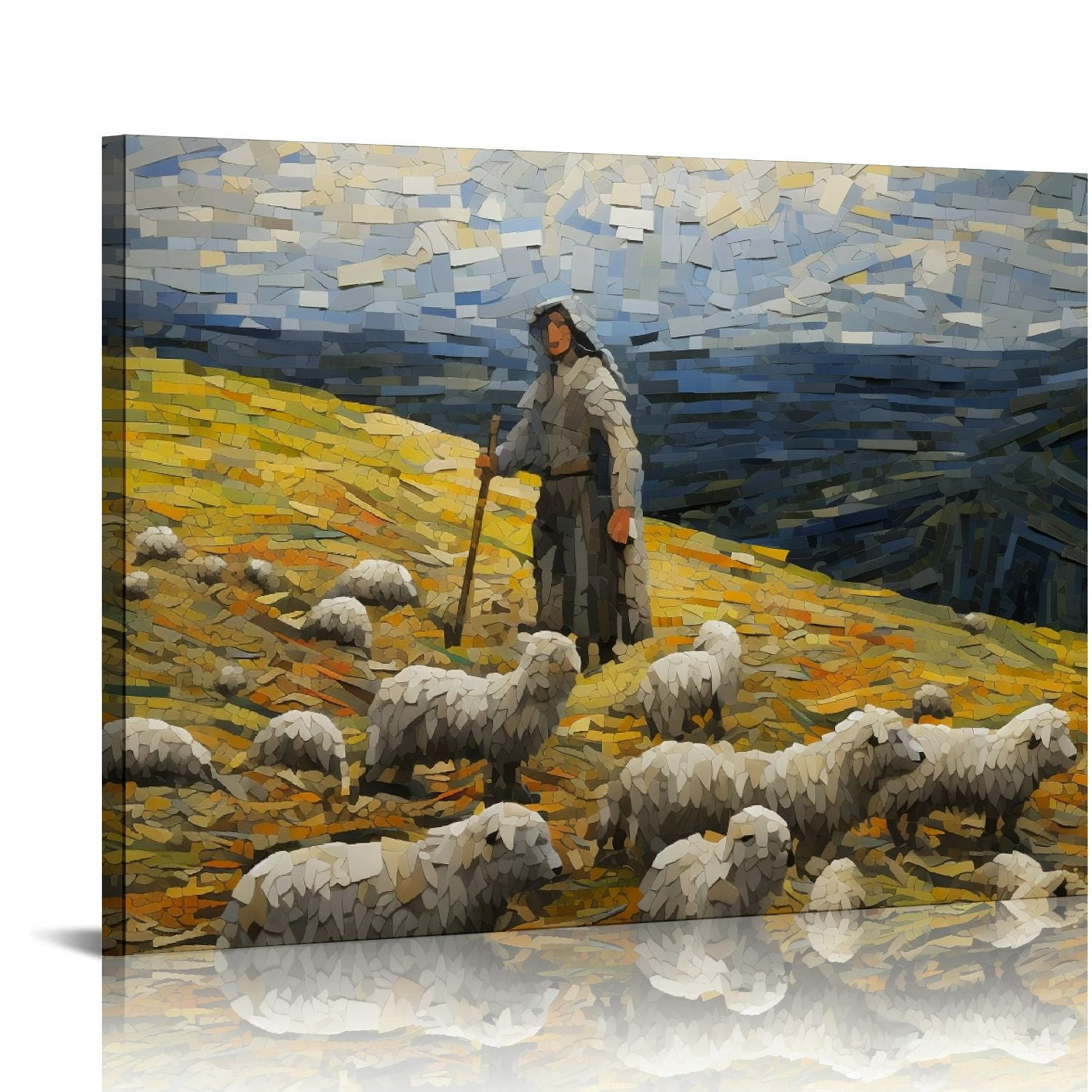 EastSmooth Jesus Christ Shepherd Canvas Wall Art - Modern Religious God ...
