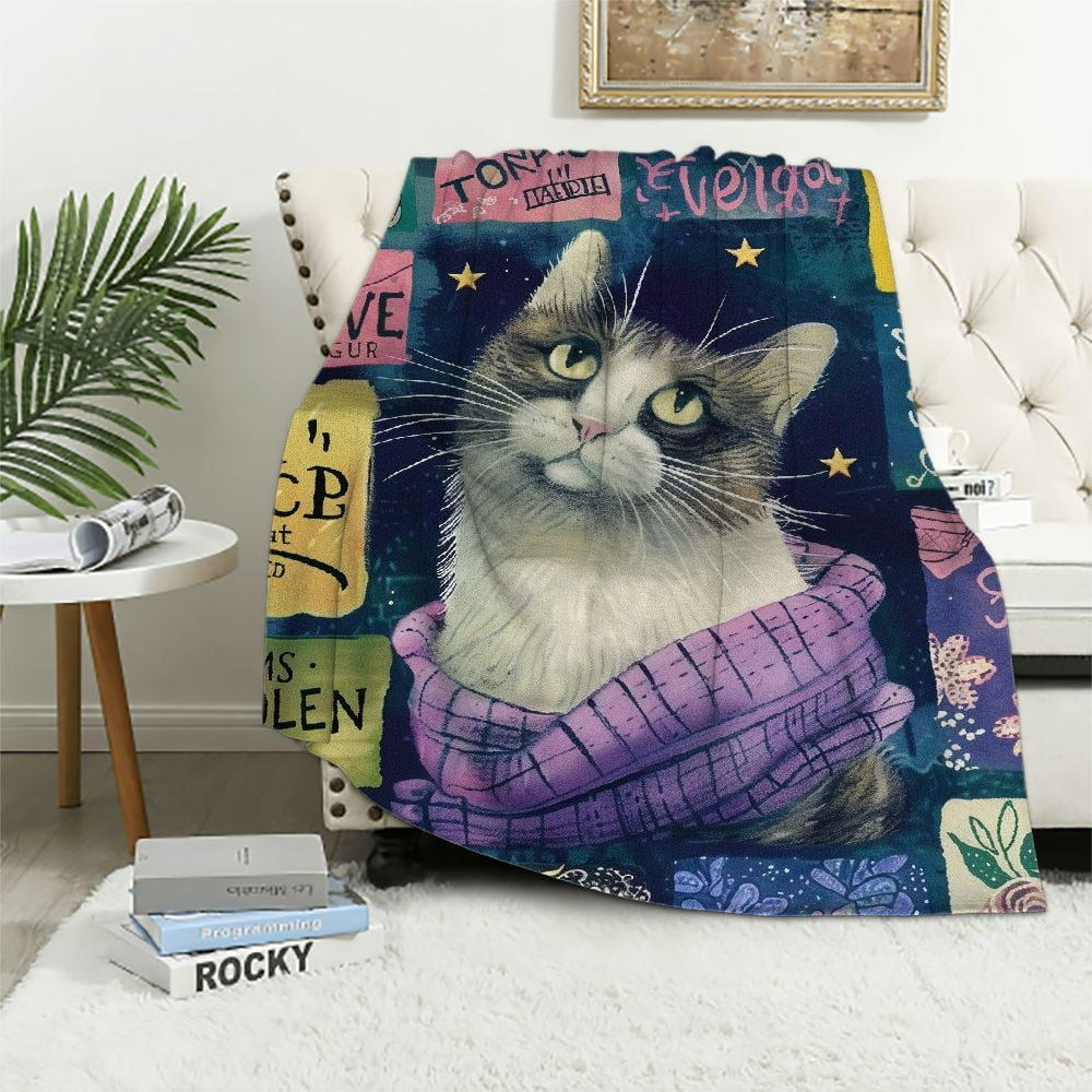Lingy Just A Girl Who Loves Cats Throw Blankets, Cute Cat Gift Plush ...