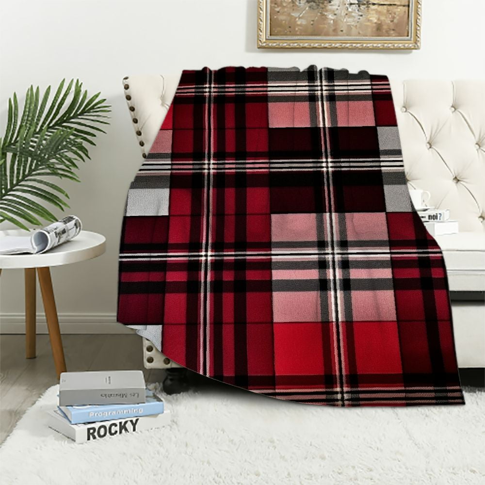 QCPP - King Blanket, Reversible Sherpa Bedding, Buffalo Plaid Home ...
