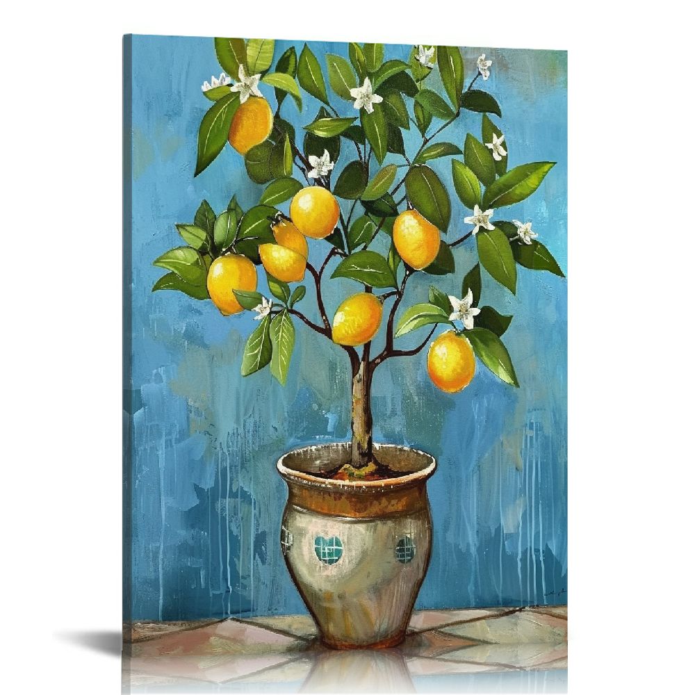 QCPP Kitchen Lemon Wall Decor Vintage Farmhouse Lemon Tree Canvas Print ...