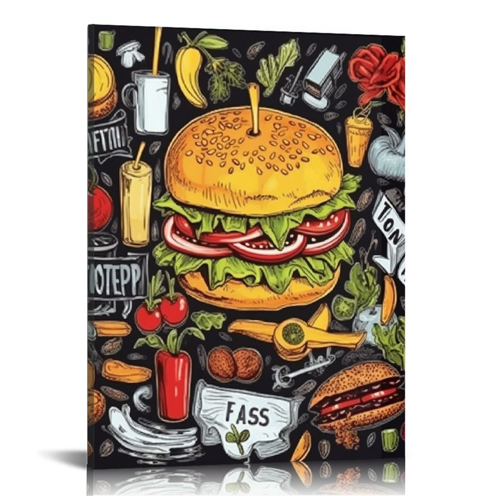 EastSmooth Kitchen Poster Wall Art Print Retro Fast Food Canvas Wall ...