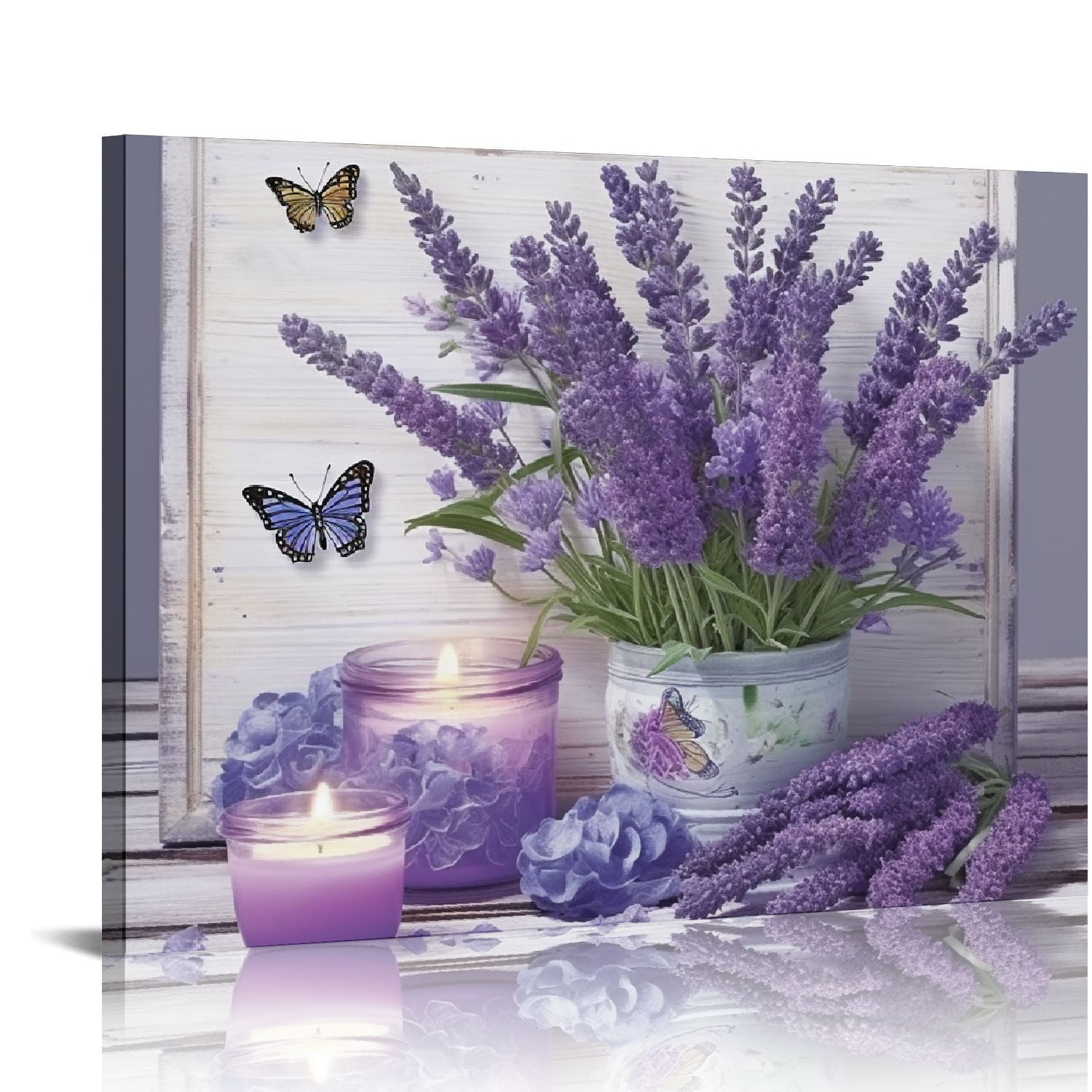EastSmooth Lavender Canvas Wall Art Country Lavender Flower Butterfly ...