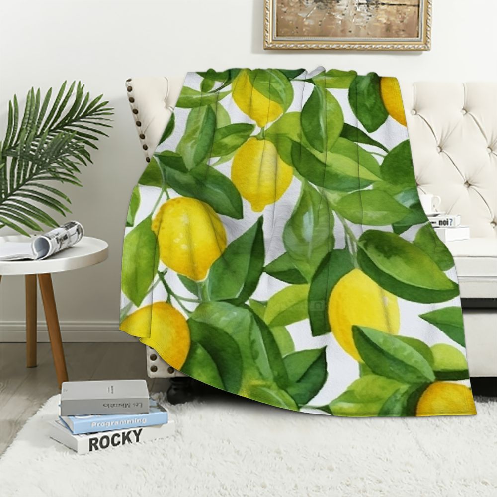 EastSmooth Lemon Yellow Green Blanket, Soft Blankets Flannel Bed Throw ...