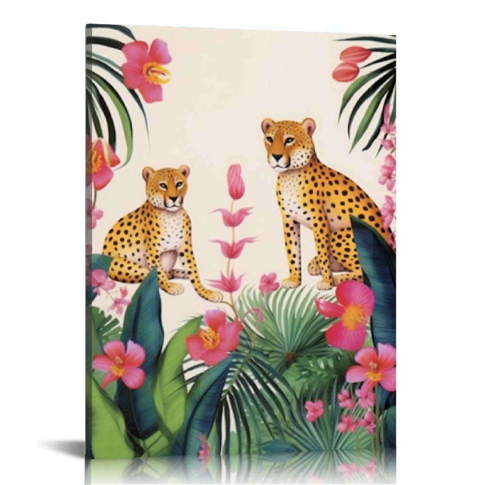 EastSmooth Leopards Canvas Poster Painting Wall Art, Tropical Leopards ...