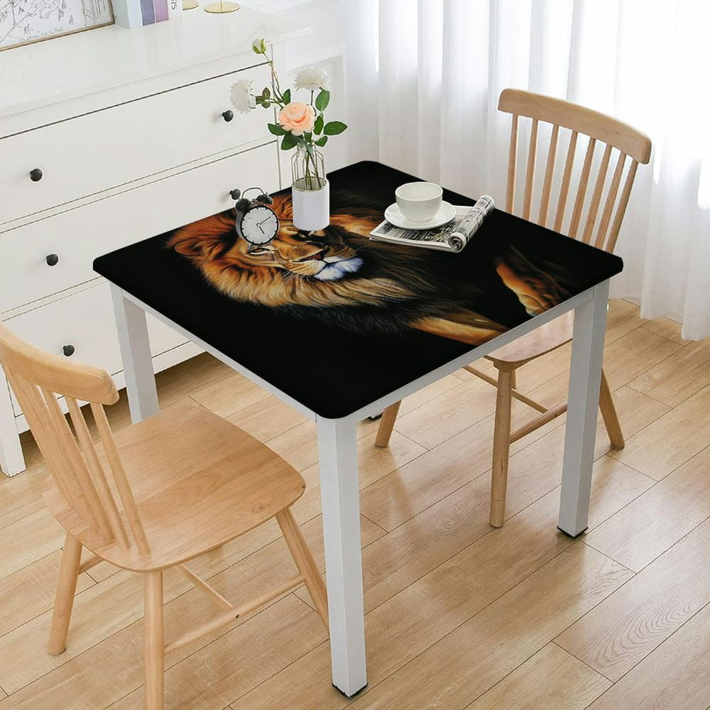EastSmooth Lion Waterproof Resistant Fabric Square Table Cover 100% ...