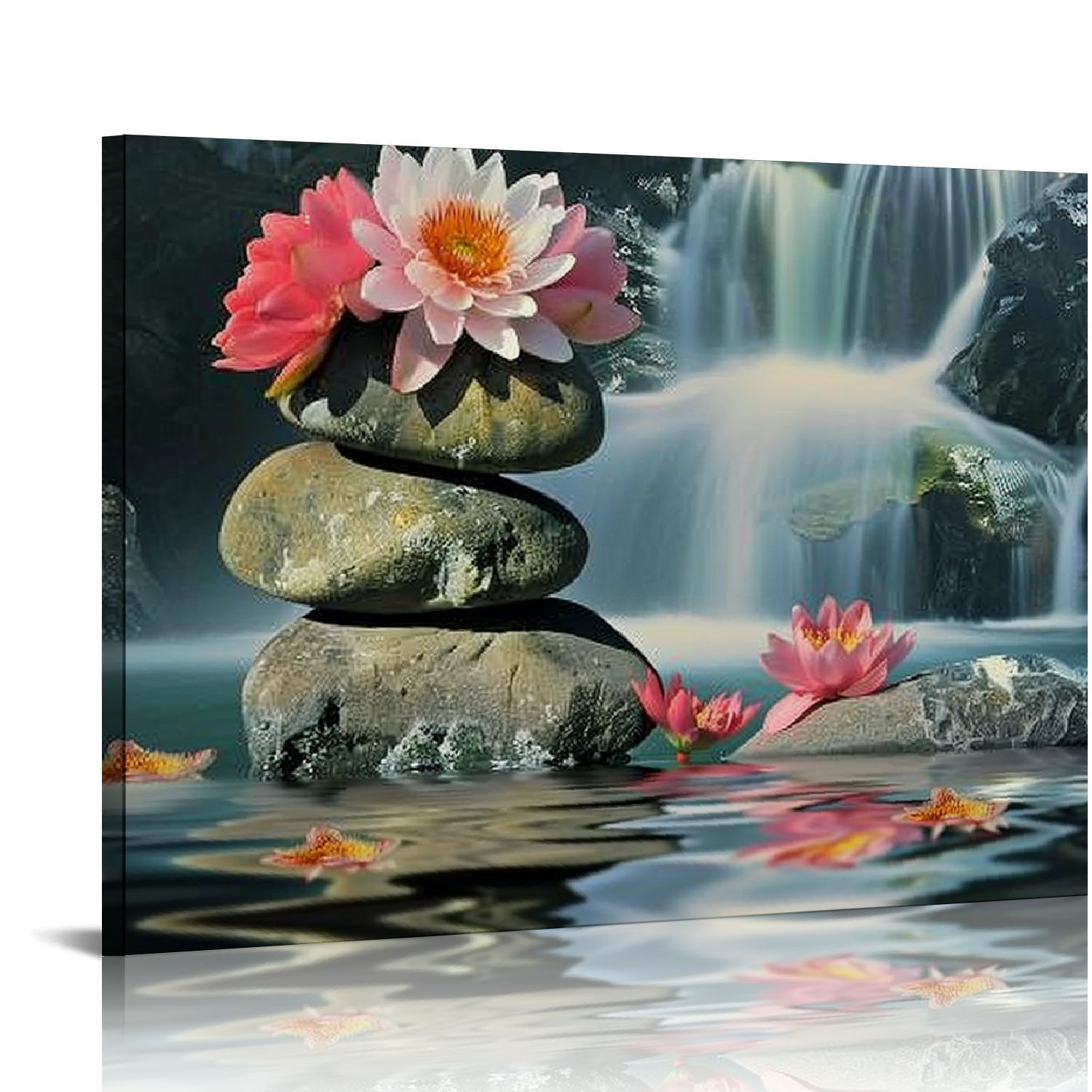 EastSmooth Lotus Zen Wall Art Spa Stones and Water Lilies Wall Decor ...