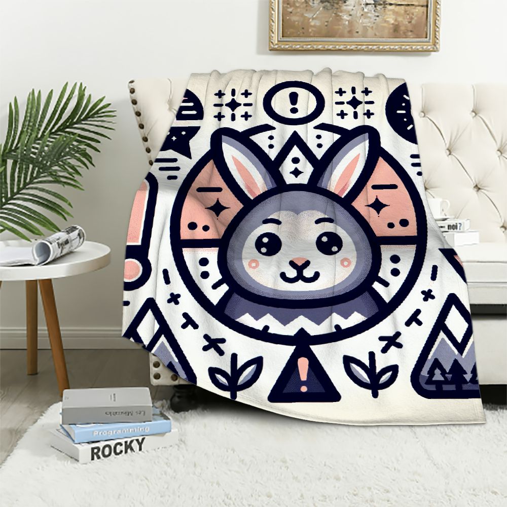 EastSmooth Lovely Fat Rabbit Blanket Lightweight Flannel Throw Blanket ...