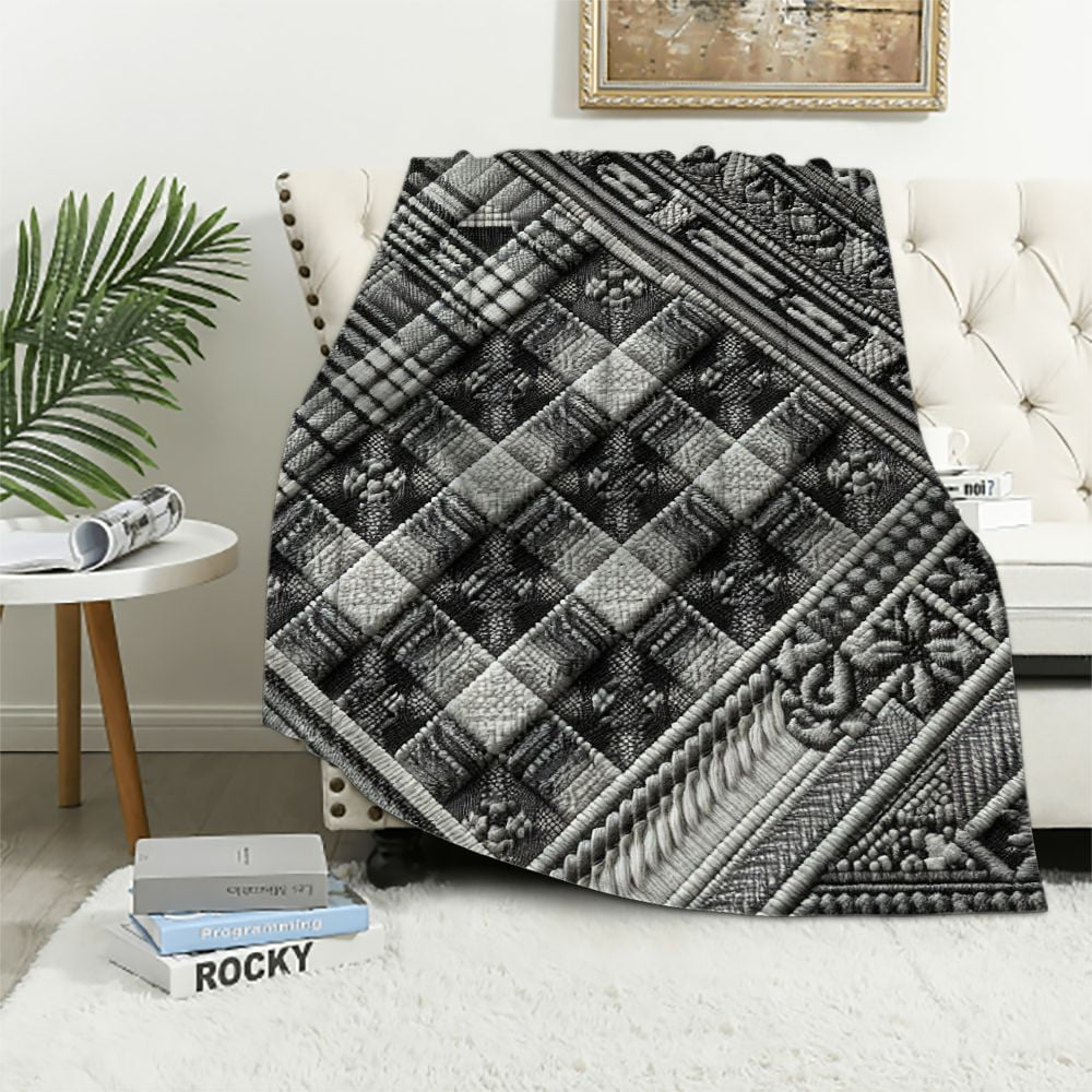 EastSmooth Luxury Quilted Throw - Cabin Lifestyle, Patchwork with Moose ...