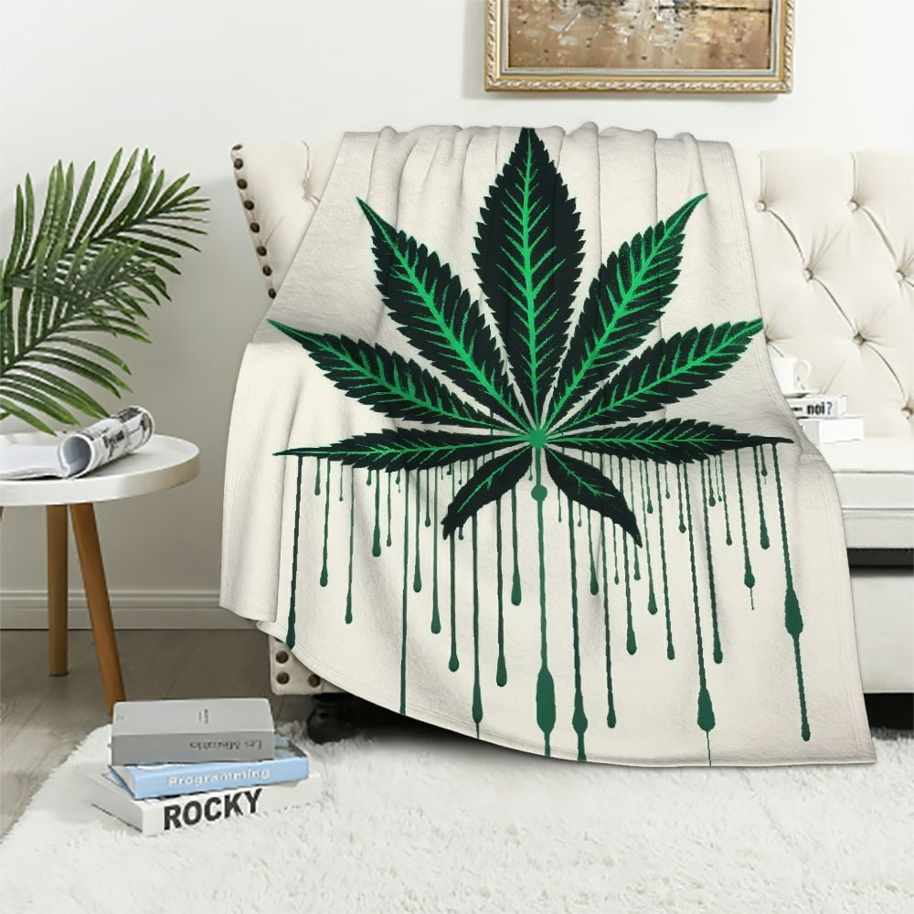 EastSmooth Marijuana Weed Leaf Blanket,Cannabis Leaves Bed Blanket Cannabis Vibrant Green Print ...