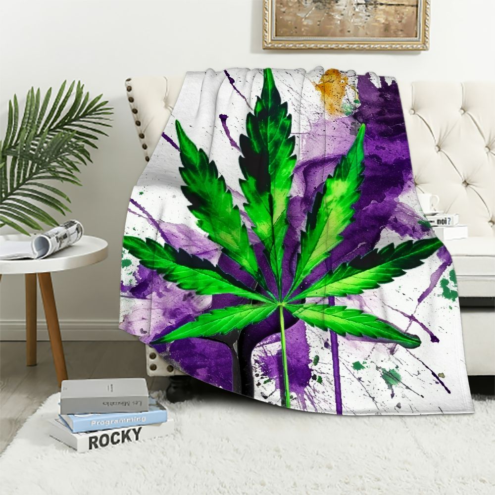 EastSmooth Marijuana Weed Throw Blanket Women Men Cannabis Leaf Sherpa Blanket for Bed Sofa ...