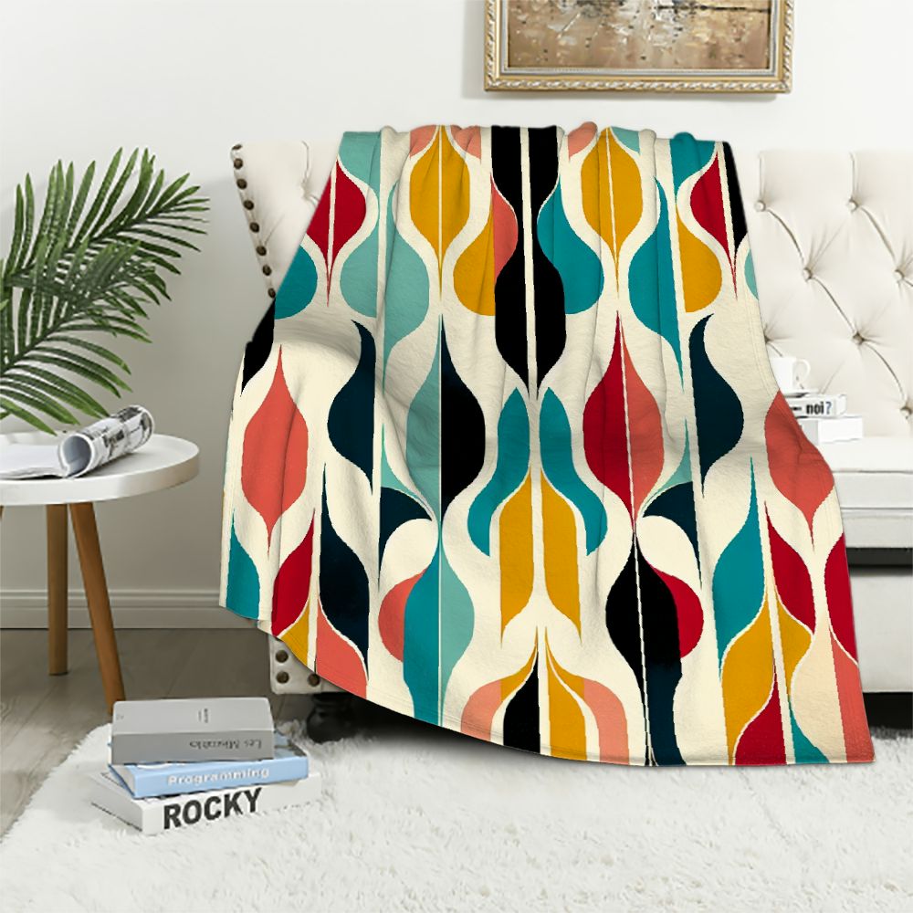 Lingy Mid Century Retro Abstract Throw Blanket Soft Cozy Plush Warm ...