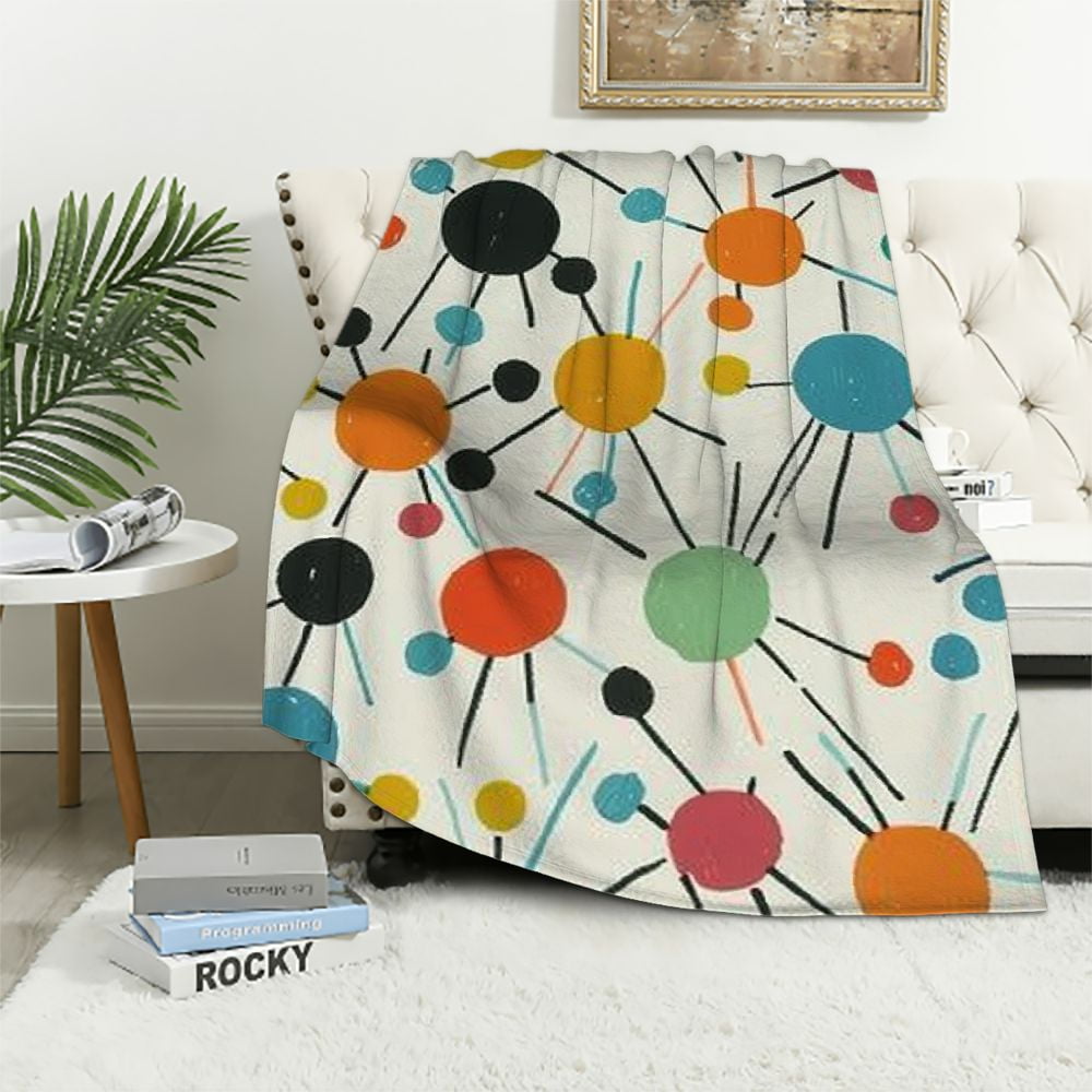 EastSmooth Mid Century Throw Blanket, Retro Abstract Geometric Pattern ...