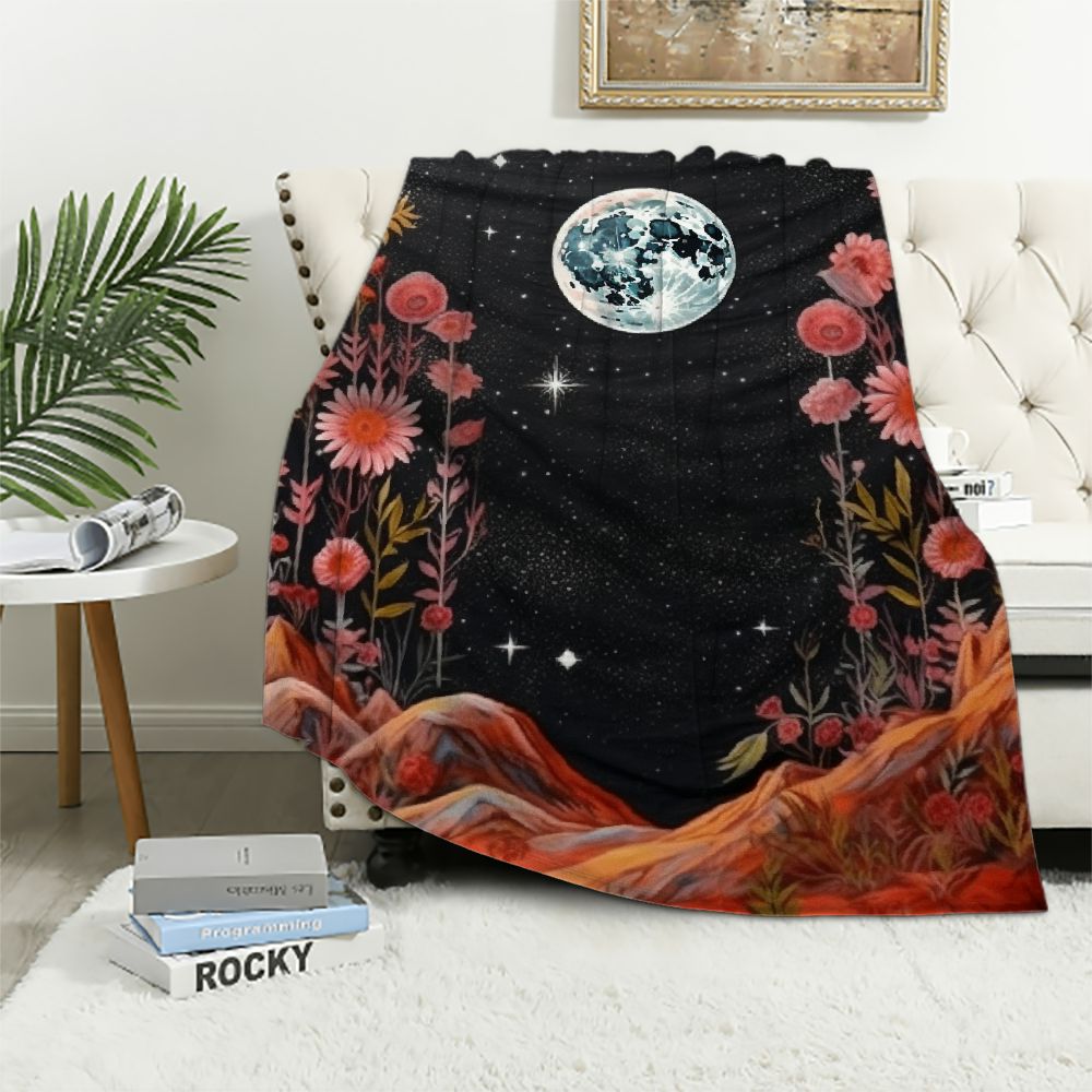 EastSmooth Moonlit Garden Throw Blanket, Moon Phase Surrounded Vines ...