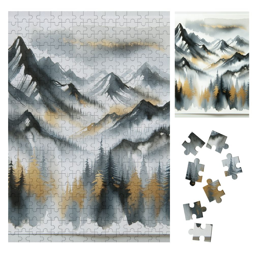 EastSmooth Mountain Range Mist Fog Wooden Jigsaw Puzzle Vertical ...