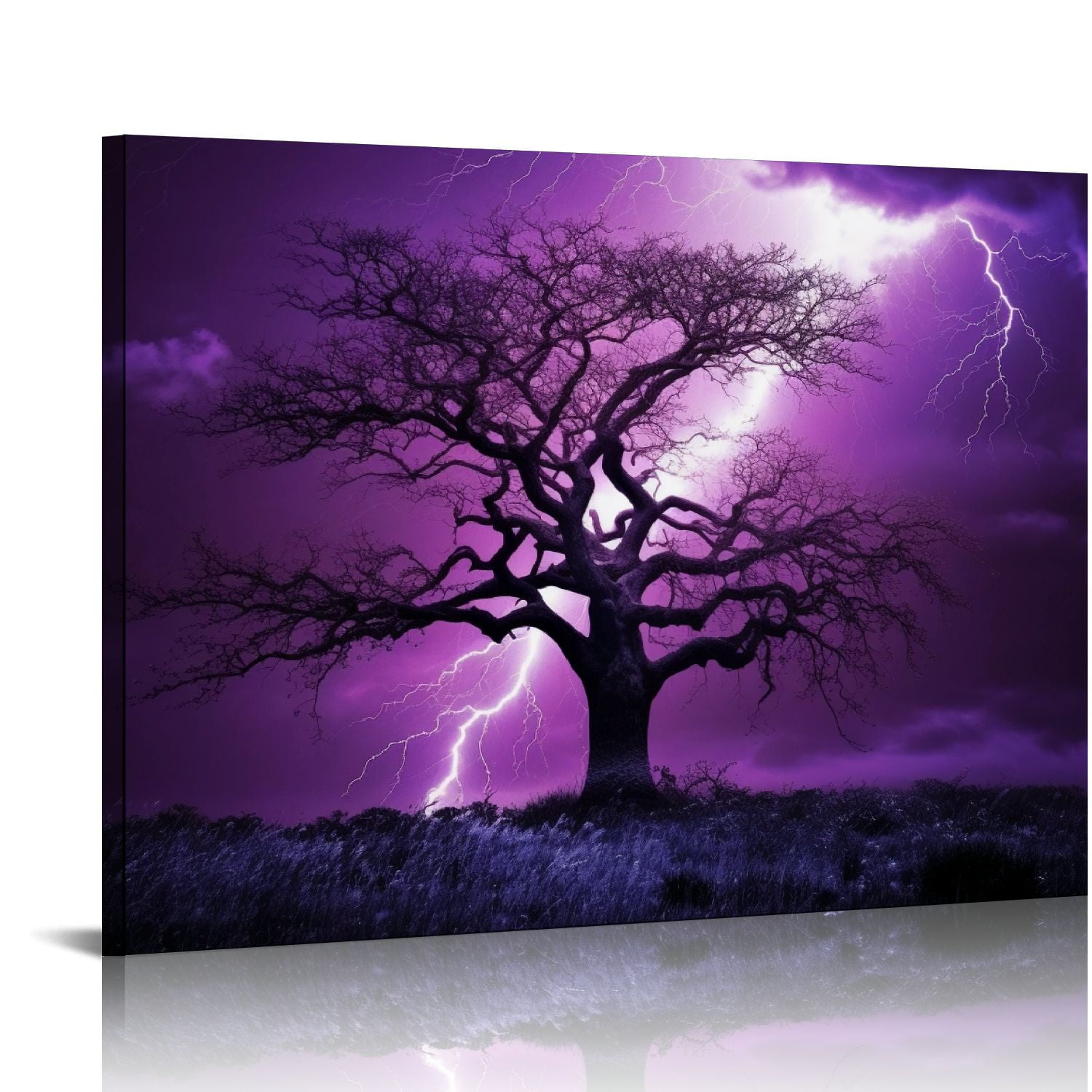 EastSmooth Natural Landscape Canvas Wall Art Big Tree with Lightning ...
