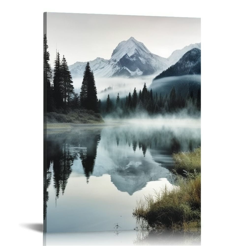 QCPP Nature Landscape Canvas Wall Art: Modern Lake Scene Picture Print ...