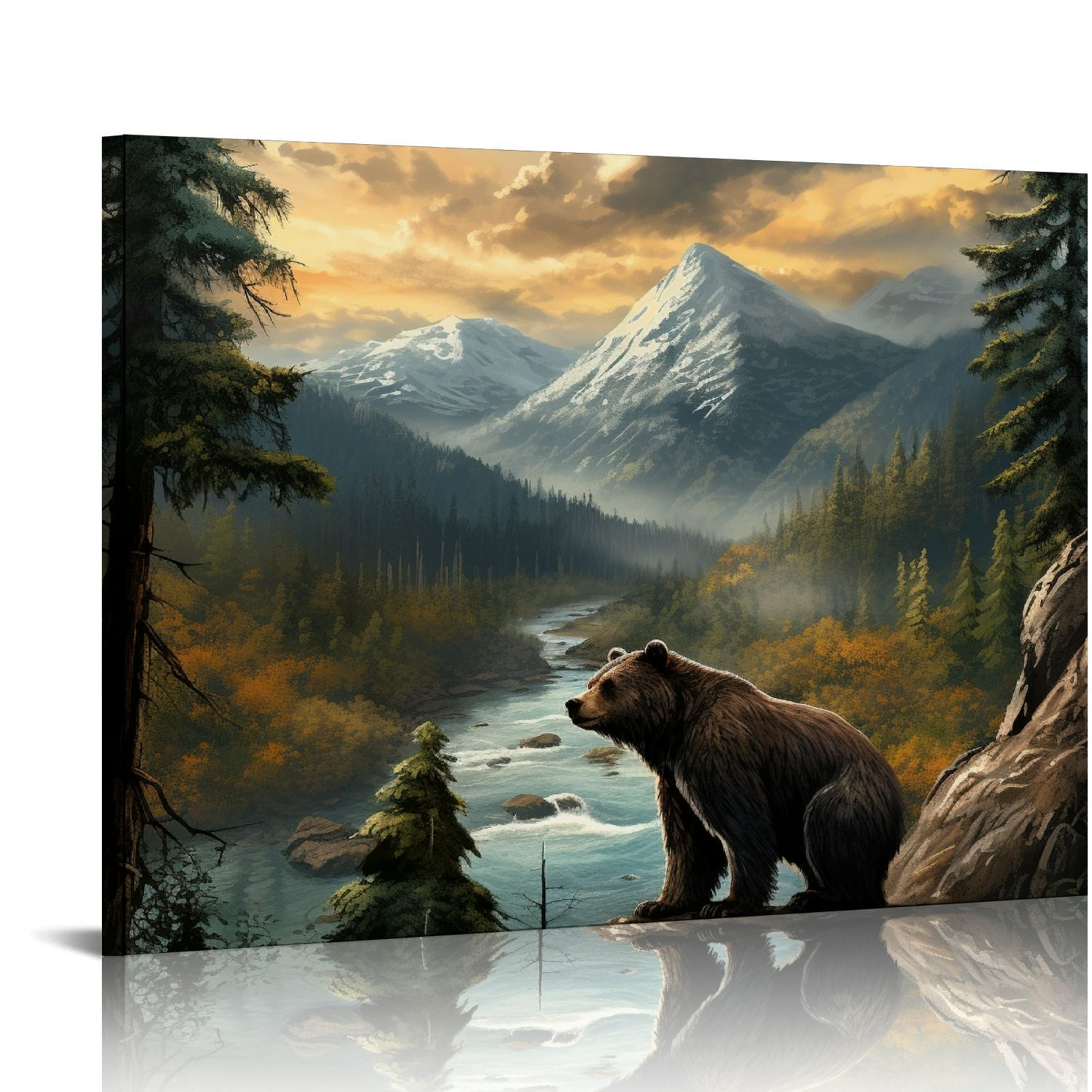 EastSmooth Nature Landscape Canvas Wall Art, Set of 3, Retro Mountain ...