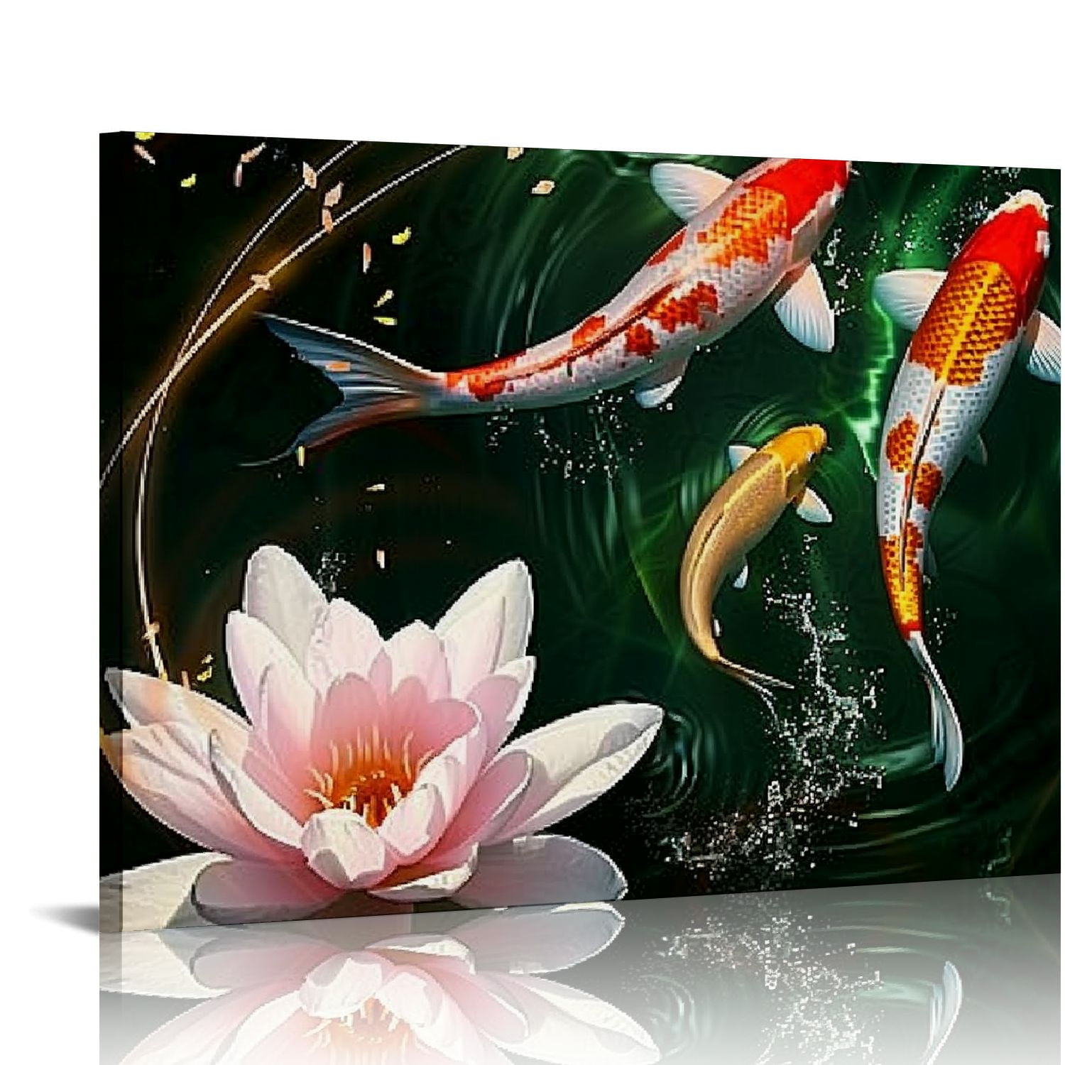 EastSmooth Nine Koi Fish Canvas Wall Art Feng Shui Lucky Carp in Lotus ...