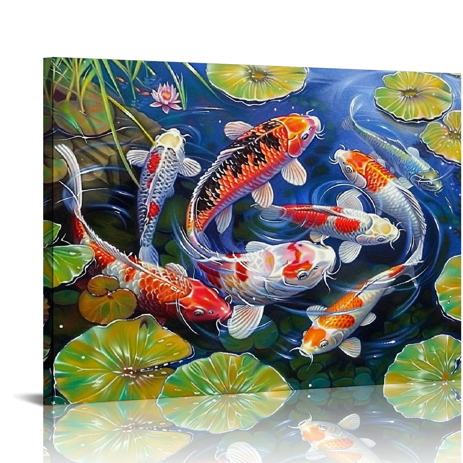EastSmooth Nine Koi Fish Feng Shui Carp Lotus Pond Pictures Abstract ...