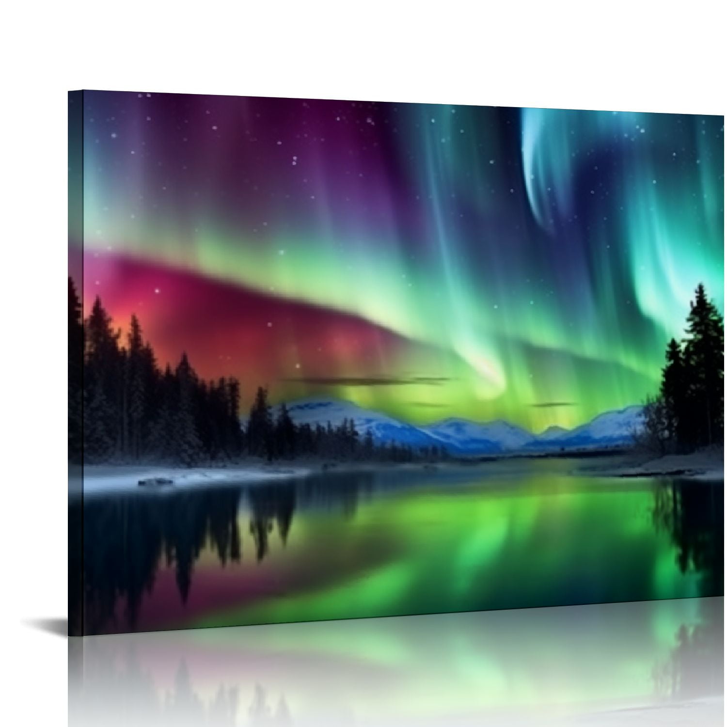EastSmooth Northern Picture Wall Decor Aurora Borealis Poster Snow Tree ...