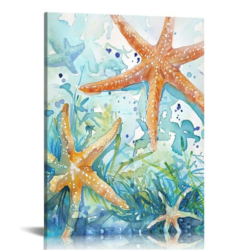 EastSmooth Ocean Beach Summer Starfish Canvas Wall Art Nursery Marine Life Themed Art Decor for ...