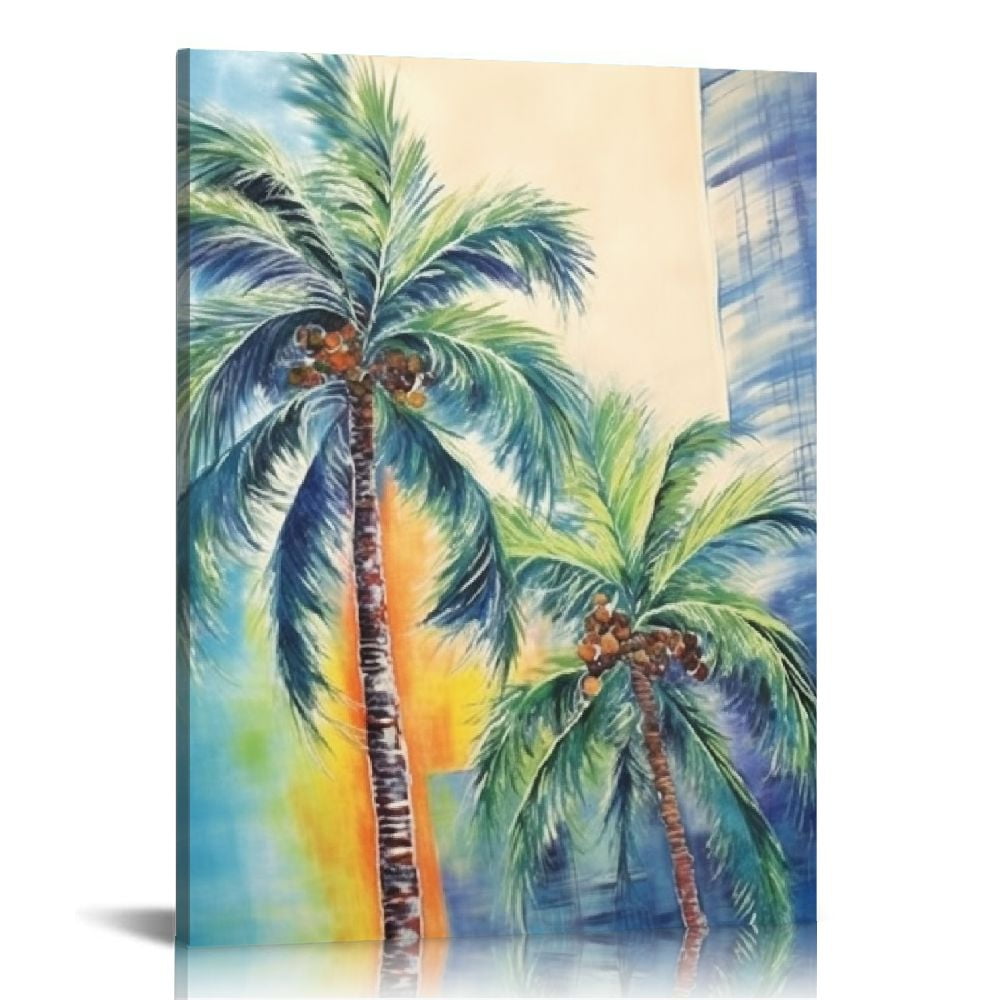 EastSmooth Palm Tree Canvas Wall Art - Relaxing Tropical Leaves Artwork ...