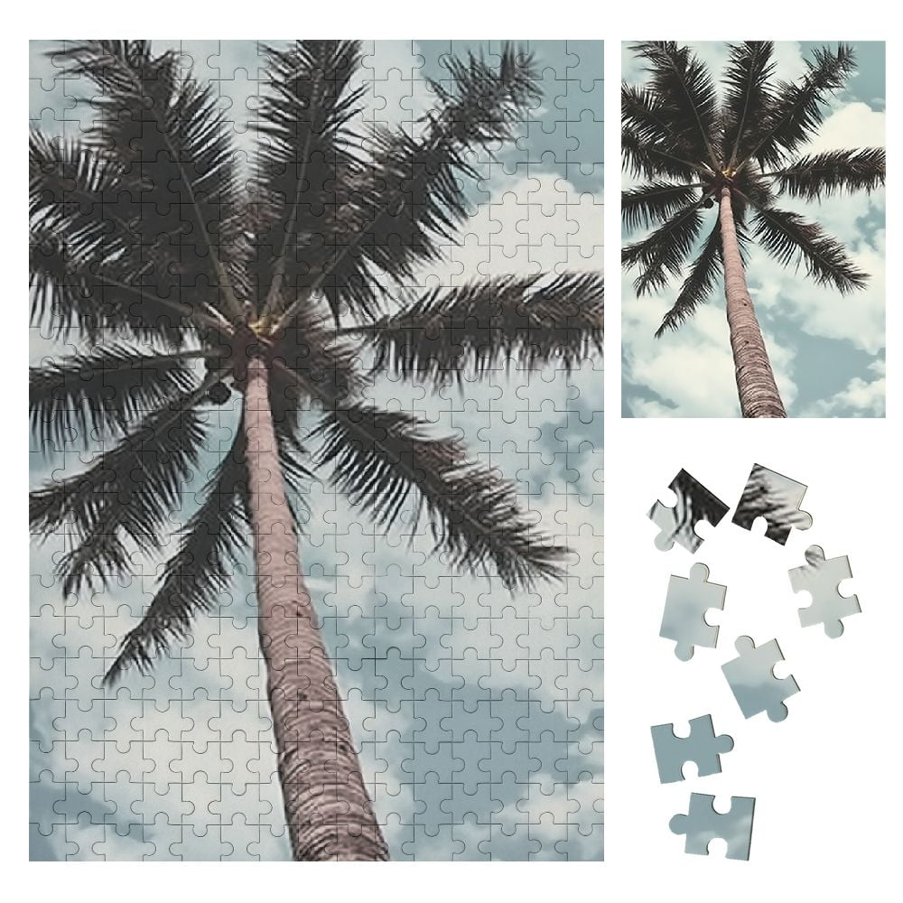 EastSmooth Palm Tree Clouds Sky Wooden Jigsaw Puzzle Vertical Puzzle ...