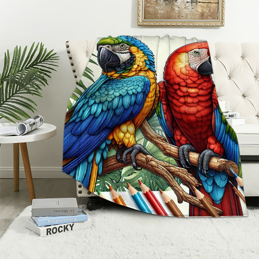 EastSmooth Parrot Blanket All Season,Tropical Plant Birds Throw Blanket ...