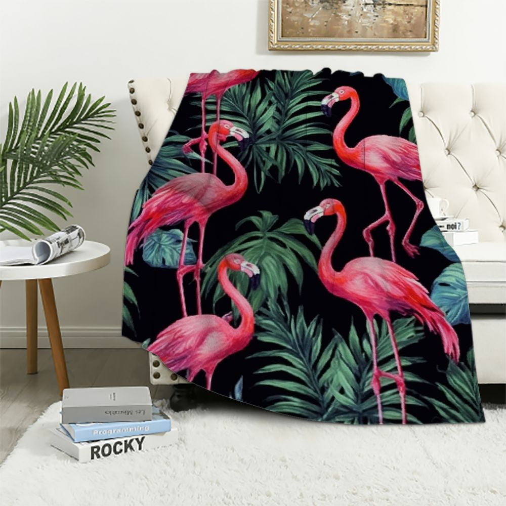 QCPP Plush Pink Flamingo Flannel Blankets, Super Soft Lightweight ...