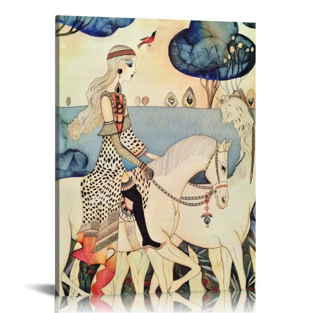 EastSmooth Posters Fashion Poster Spotted Dog And Girl with Umbrella ...