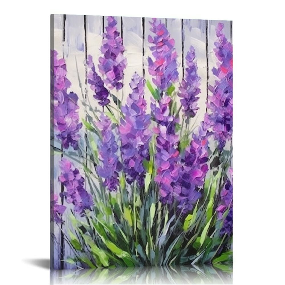 EastSmooth Purple Lavender Wall Art Rustic Flower Bathroom Wall Decor ...