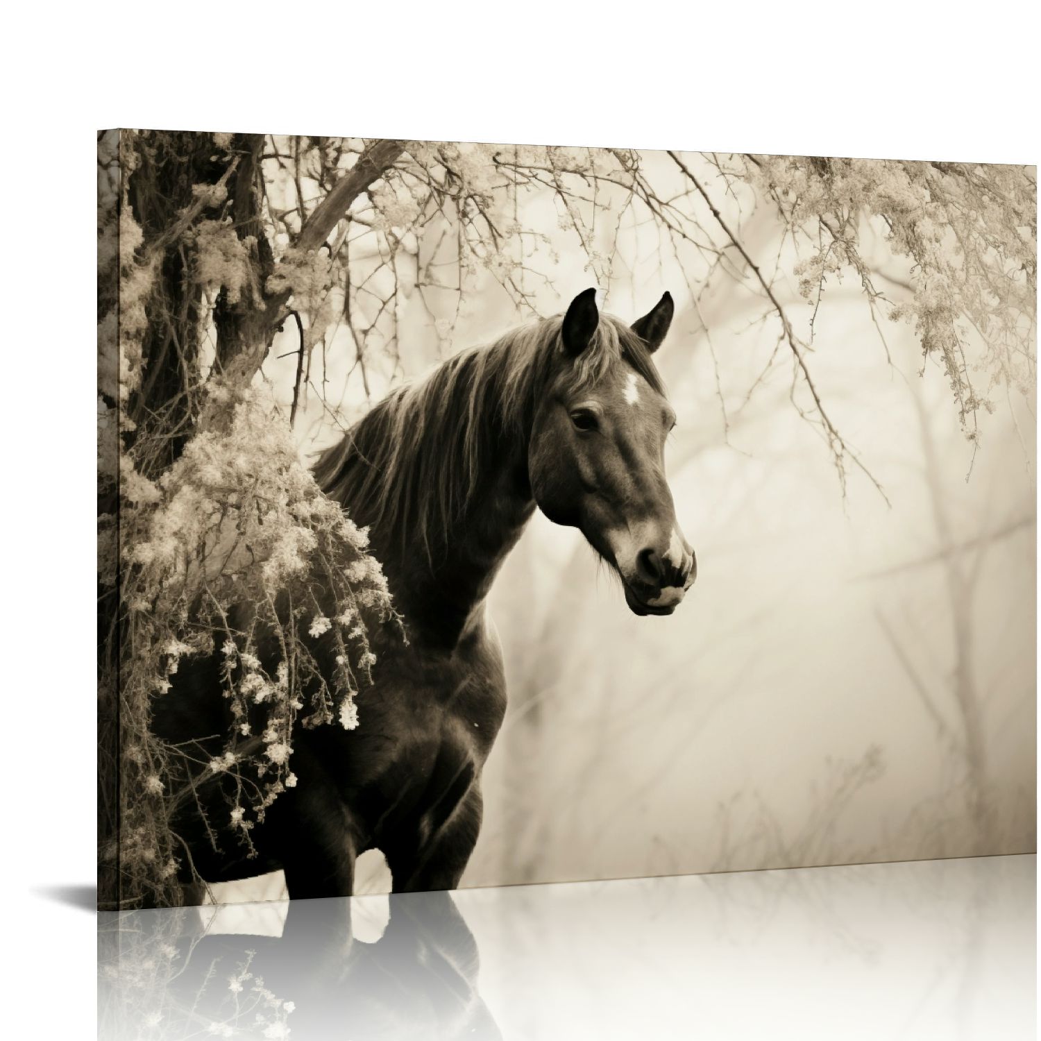 EastSmooth Ranch Horse Canvas Wall Art: Black and White Equines ...