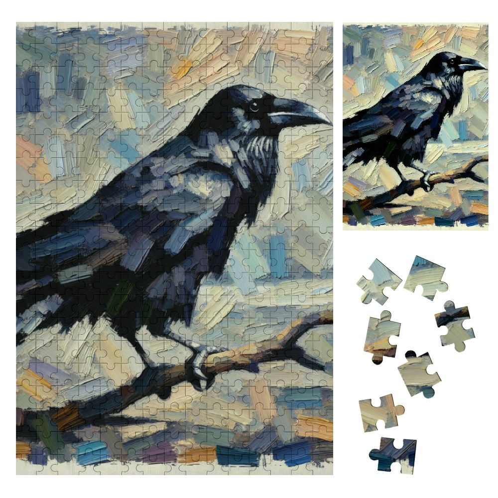 QCPP Raven Wooden Jigsaw Puzzle for Adults and Kids Vertical Style Gift ...