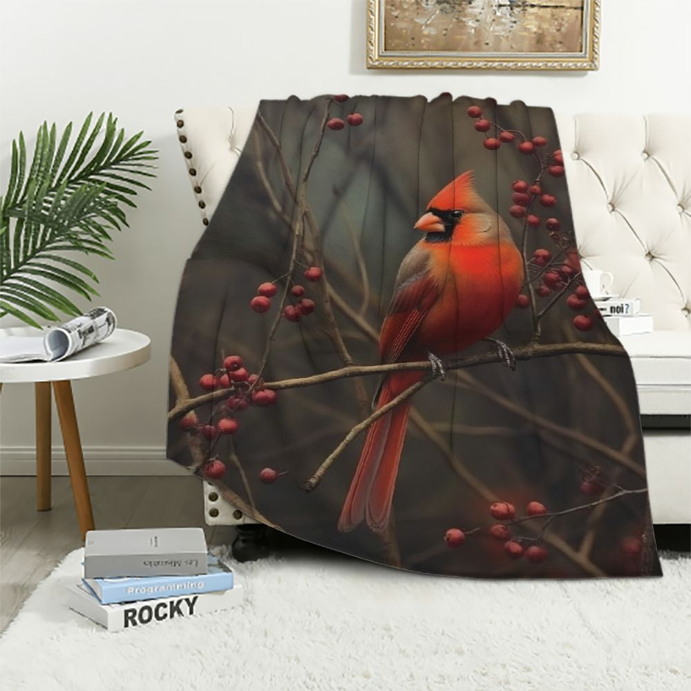 EastSmooth Red Bird Throw Blanket Northern Cardinal Bird on The Tree ...