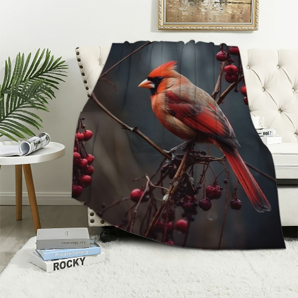 EastSmooth Red Bird Throw Blanket,Northern Cardinal Bird On The Tree ...