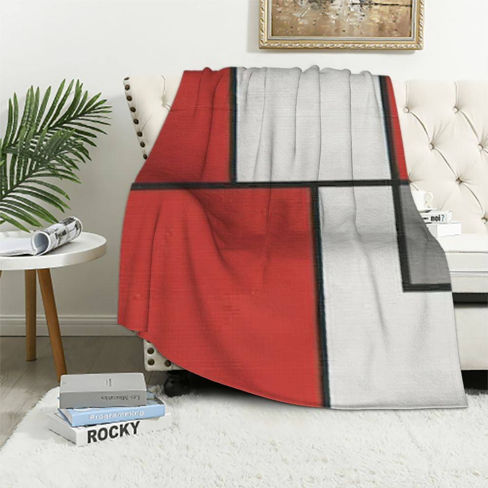 QCPP Red White Gray Black Geometric Background Throw Blanket Ultra Soft ...